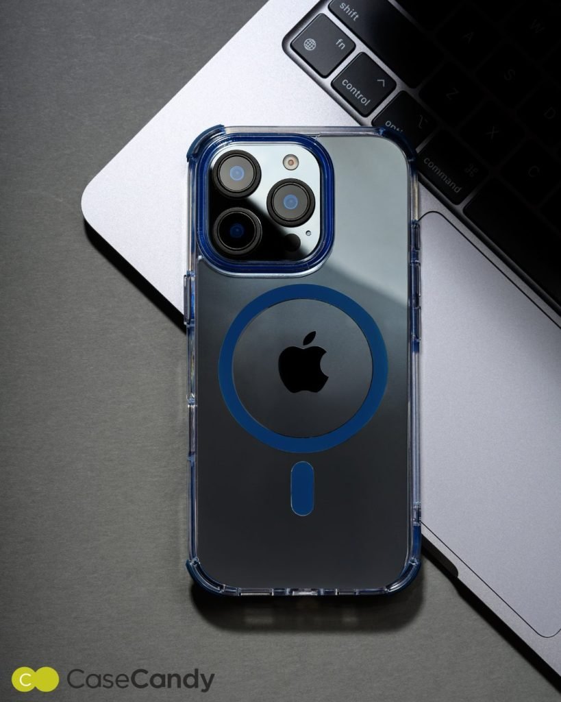 MagSafe Blue Bumper Transparent Case for iPhone 16 Pro Max